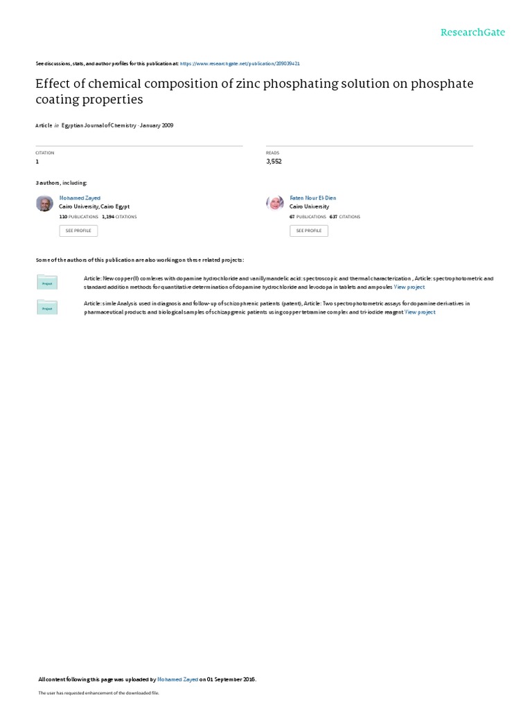 Effect of Chemical Composition of Zinc Phosphating Solution On ...