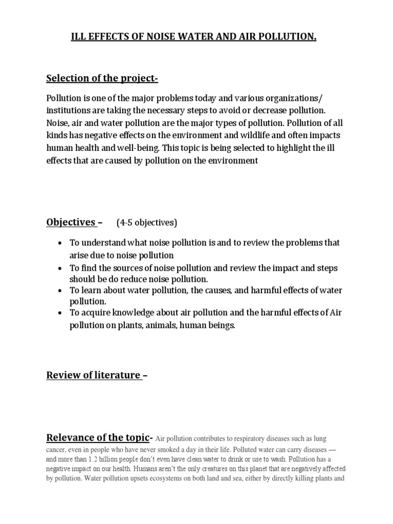 Ill Effects of Air Water and Noise Pollution | PDF | Air Pollution ...