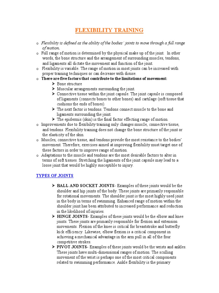 Flexibility Training: Types of Joints | PDF | Flexibility (Anatomy ...