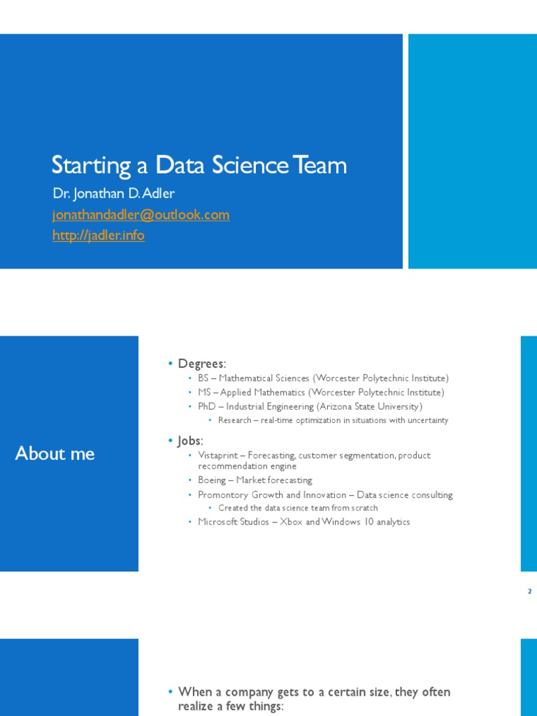 Building a Data Science Team Guide | PDF | Mathematical Model | Prediction