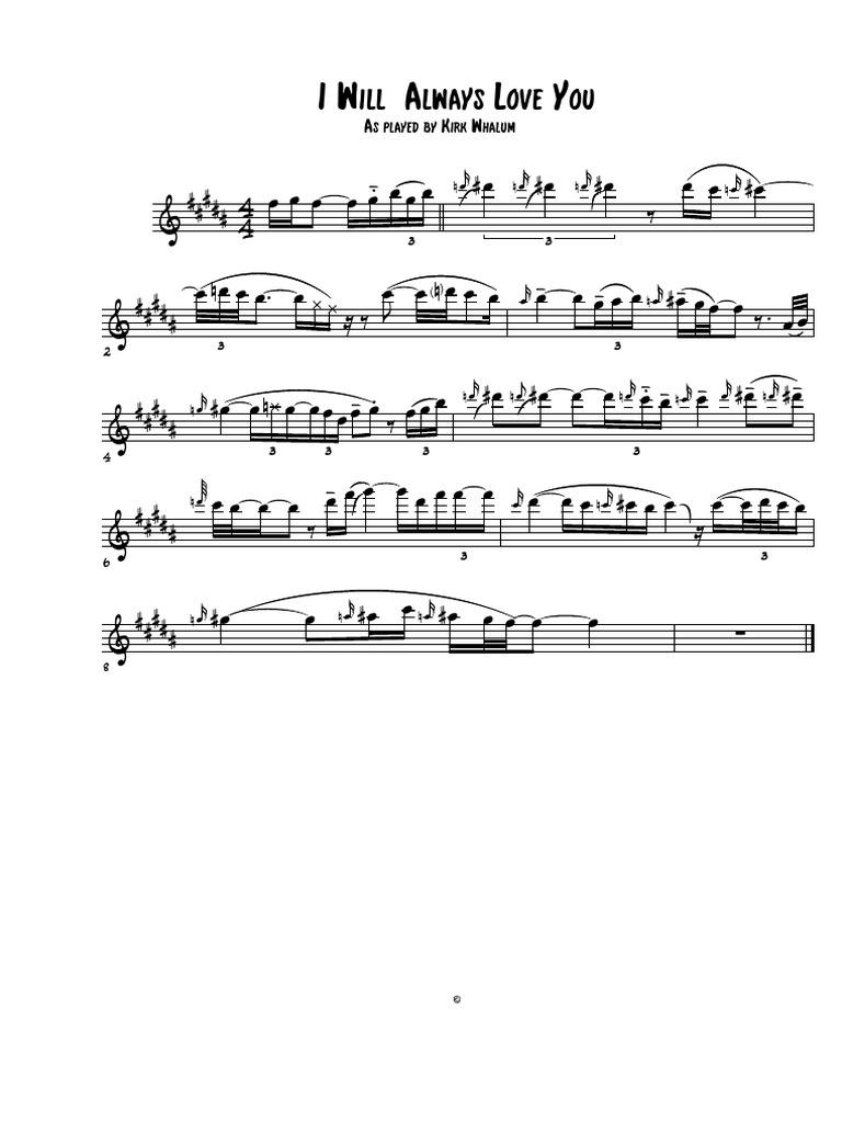 Kirk Whalum - I Will Always Love You Tenor PDF | PDF