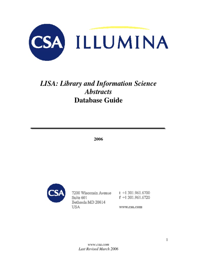 LISA: Library and Information Science Abstracts: Database Guide | PDF ...