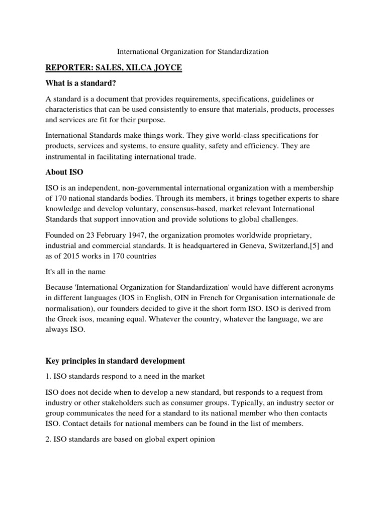 Final Copy Of Iso Report Pdf Iso 9000 International Organization