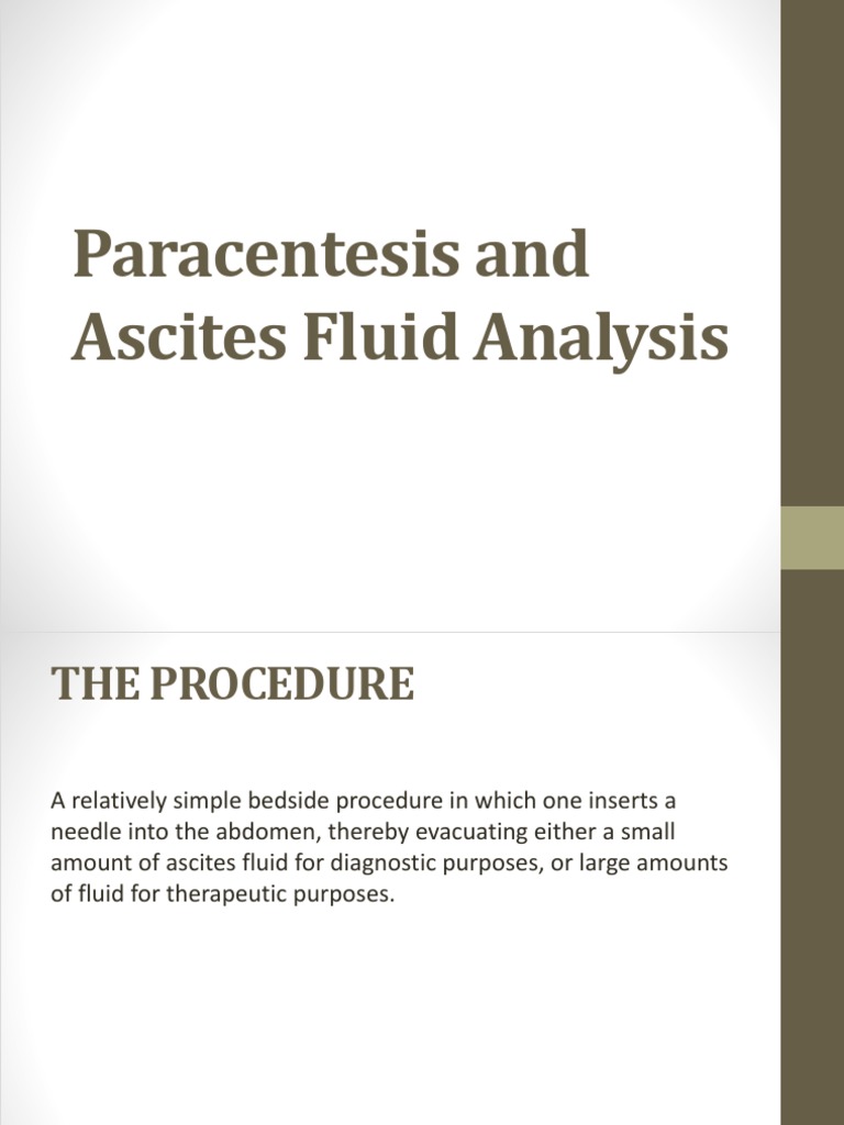 Paracentesis and Acites Fluid | PDF | Catheter | Diseases And Disorders