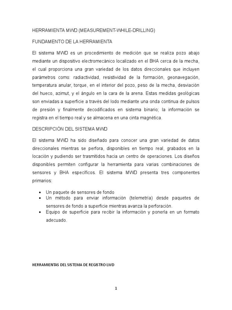 Measurement While Drilling | PDF | Poco | Telemetría