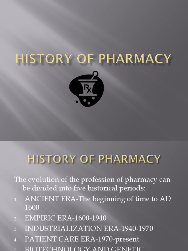 Evolution of Pharmacy Through Eras | PDF | Pharmacy | Medicine