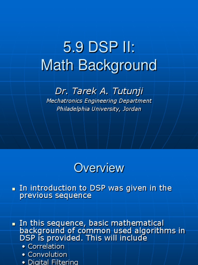 DSP II Math Background | PDF | Discrete Fourier Transform | Spectral ...