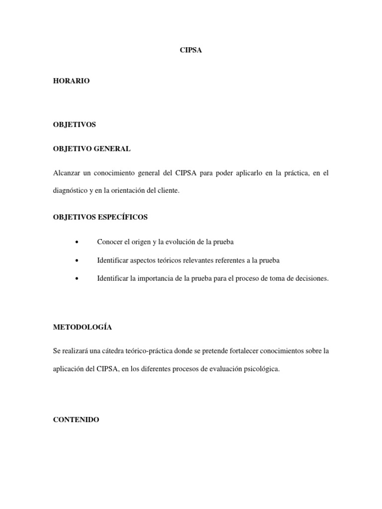 CIPSA | PDF | Validez (Estadísticas) | Evaluación