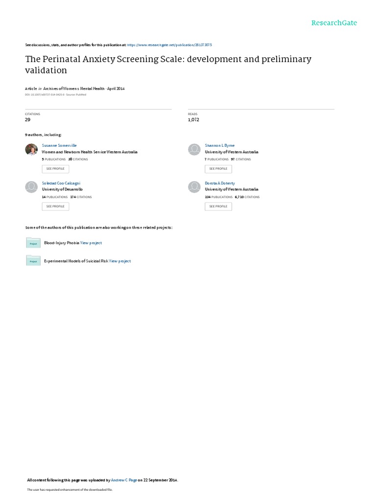 Pass Scale | PDF | Mental Disorder | Anxiety Disorder