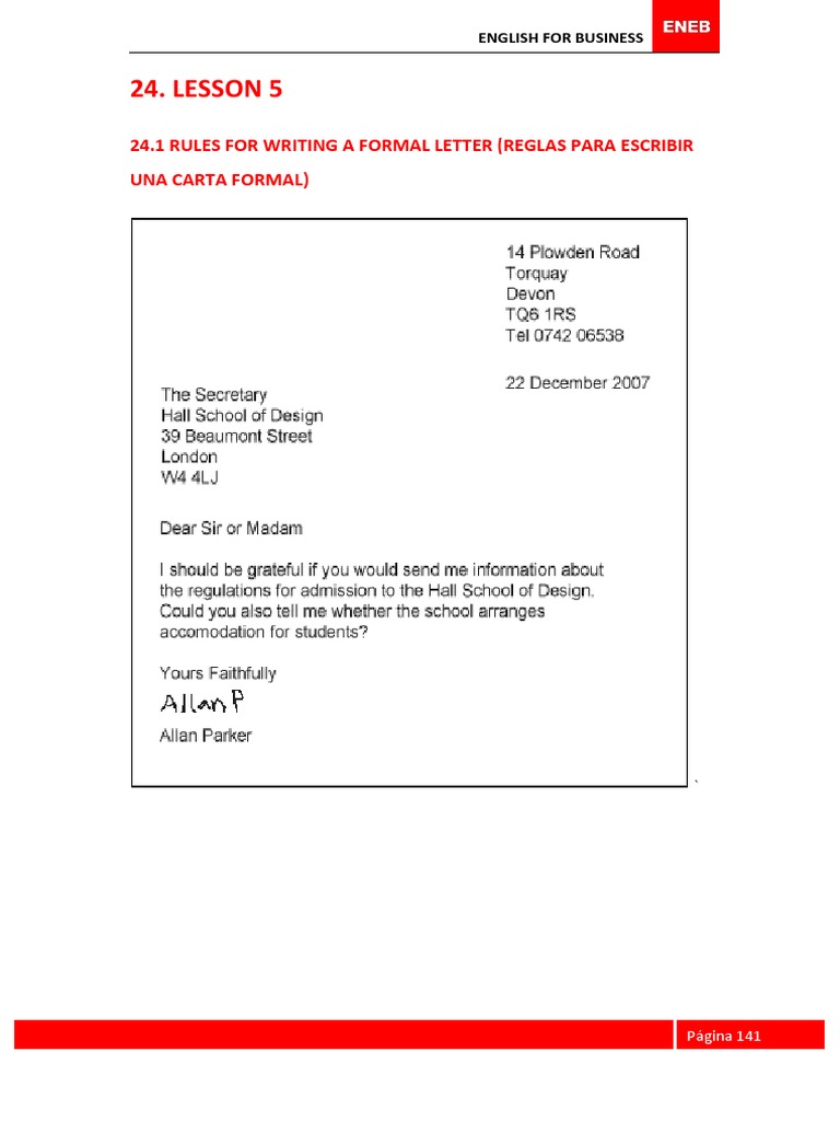 Escribir Carta Formal