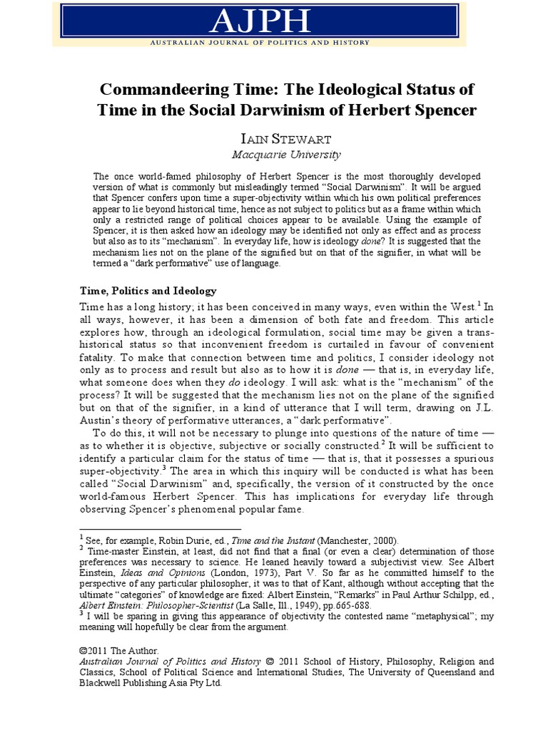 Commandeering Time: The Ideological Status of Time in The Social ...