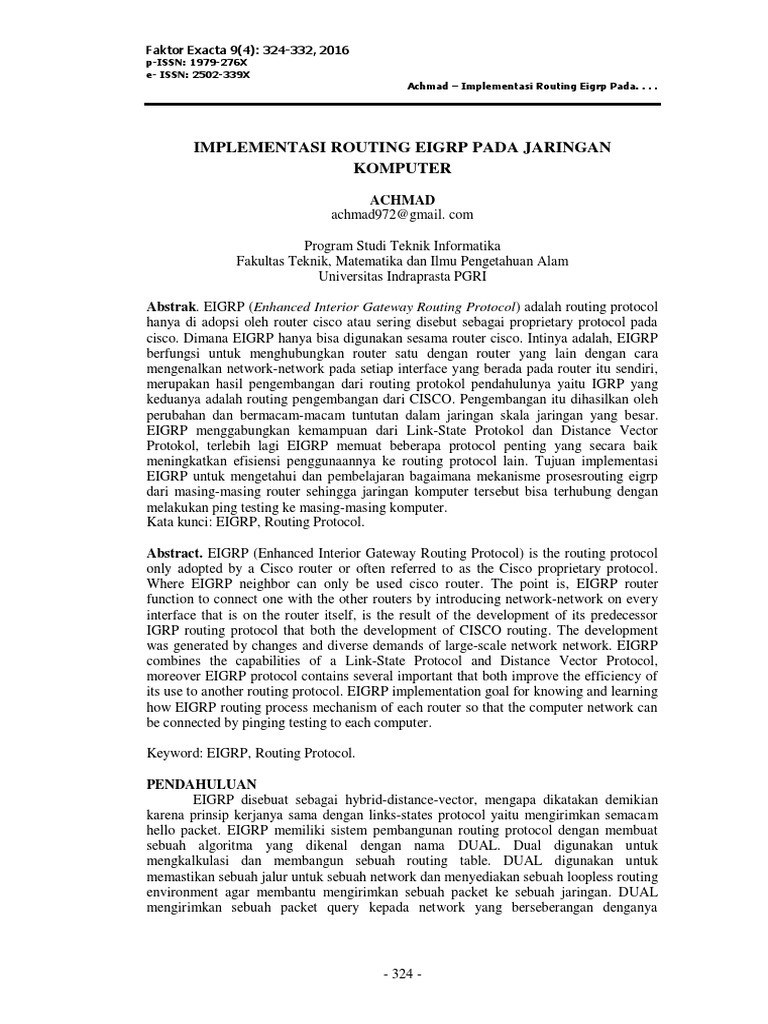 Implementasi Routing Eigrp Pada Jaringan Komputer | PDF | Teknologi ...
