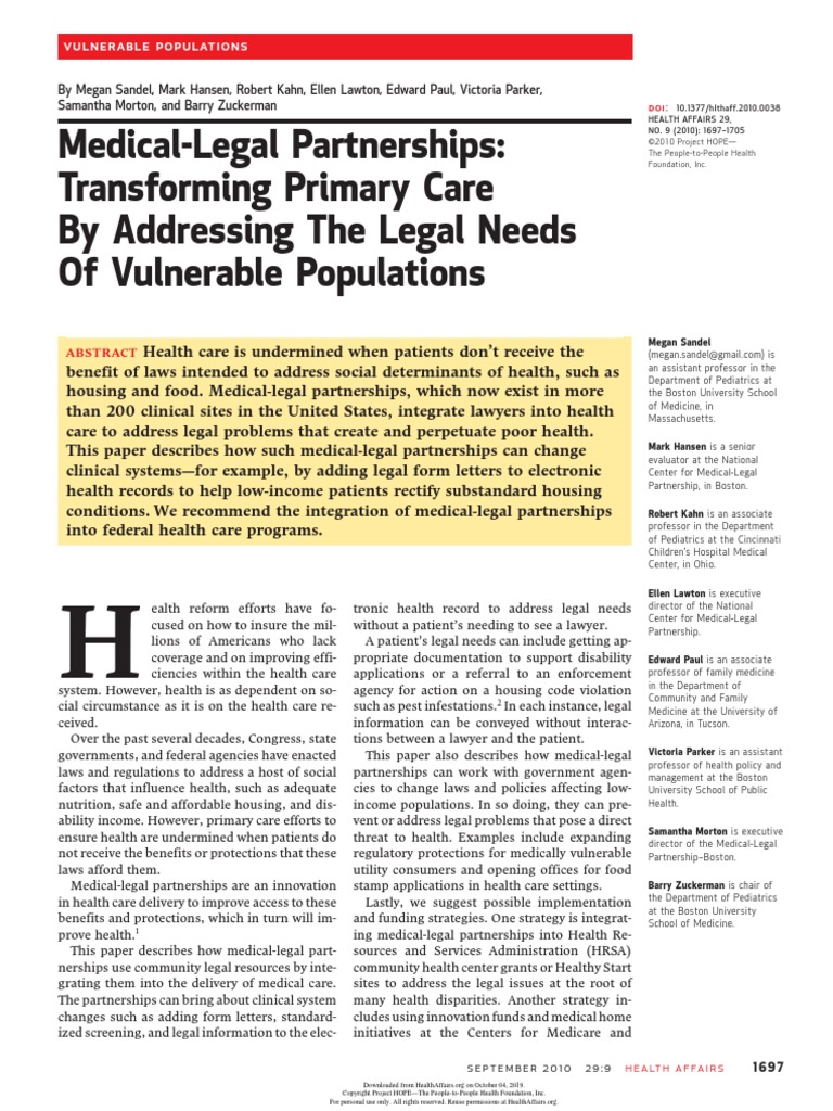 Med Legal Partnerships | PDF | Legal Aid | Health Care