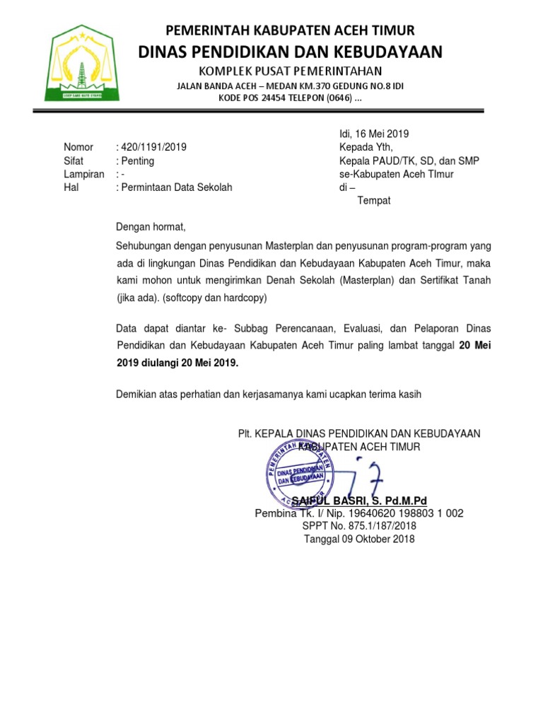 Surat Permintaan Data | PDF