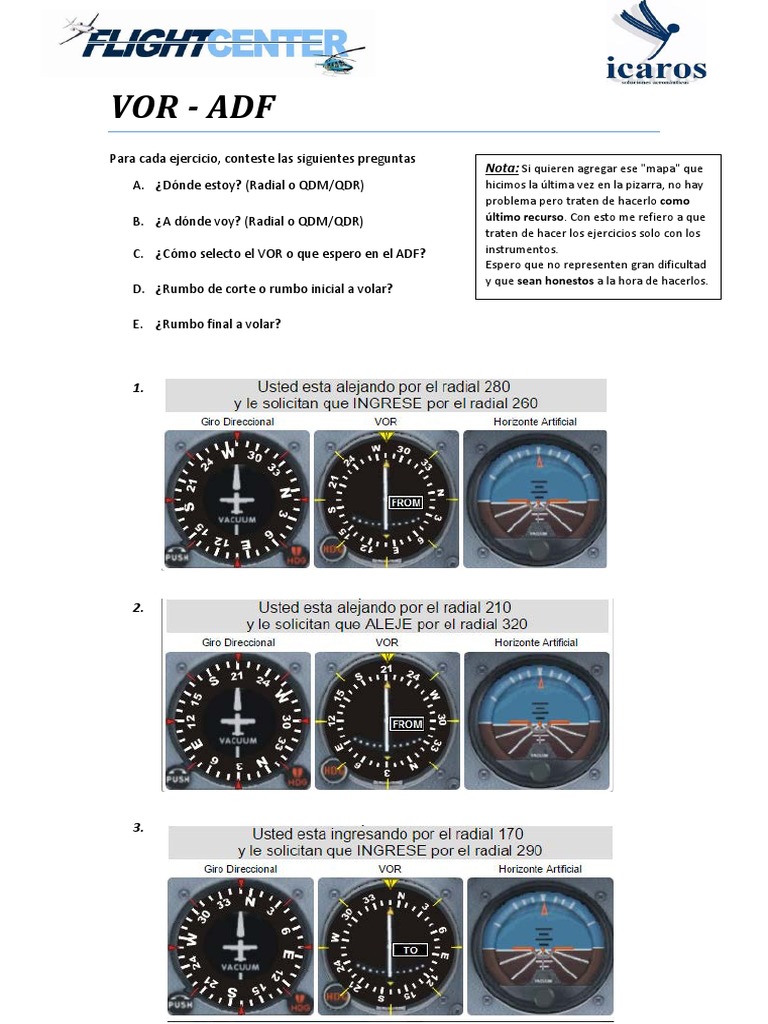 Ejercicios VOR y ADF | PDF | Métodos y materiales de enseñanza