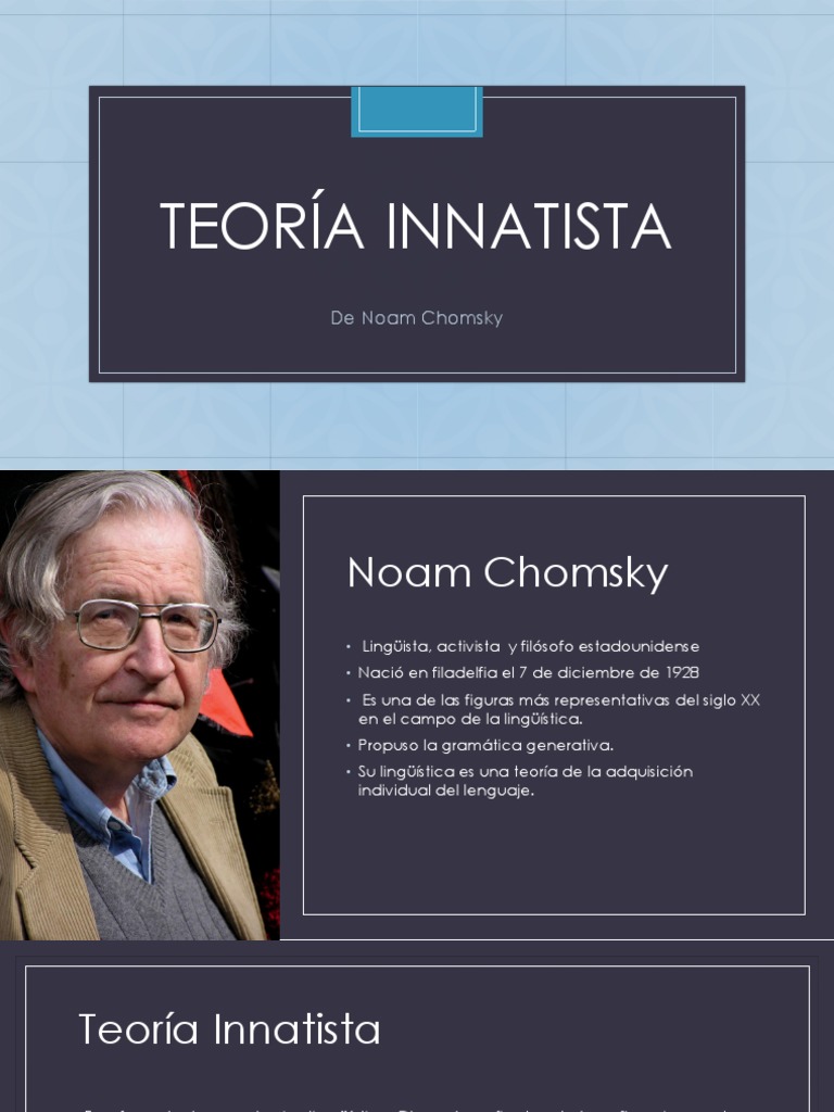 Teoría innatista | PDF | Aquisición de idioma | Noam Chomsky