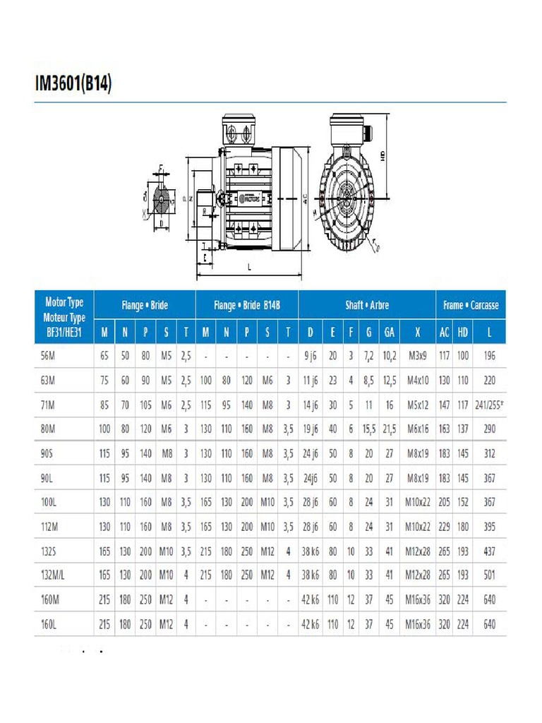 Universal B14 Drawing BF31 HE31 AC Motors