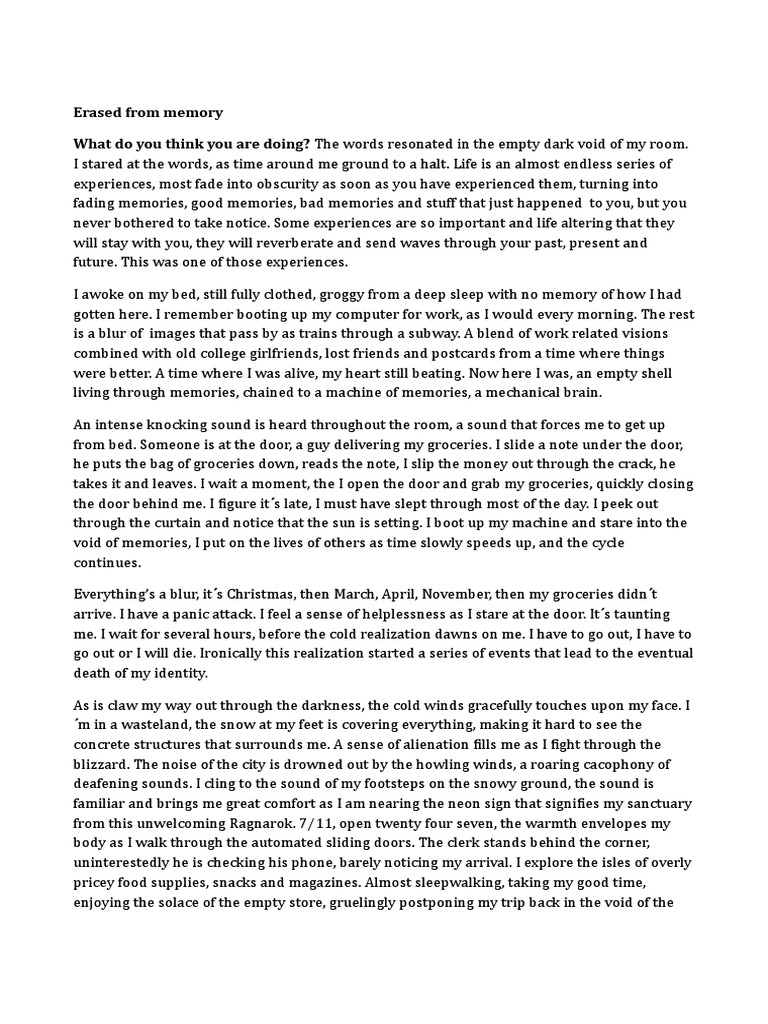 Erased From Memory | PDF | Memory | Nature