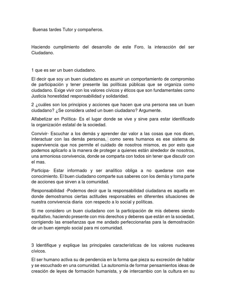 Ser un Buen Ciudadano: Valores y Compromisos | PDF | Justicia | Política