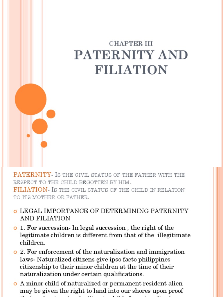 Chapter III Paternity and Filiation | Legitimacy (Family Law) | Marriage
