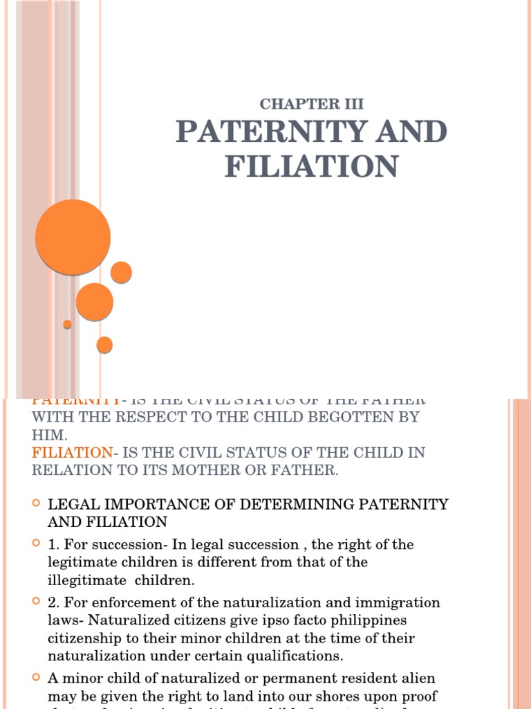 Chapter Iii Paternity and Filiation | PDF | Legitimacy (Family Law ...