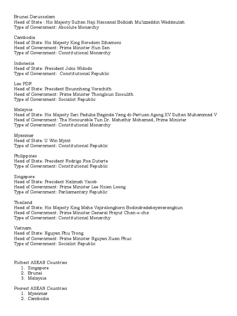Asean Questions Pdf Association Of Southeast Asian Nations Thailand