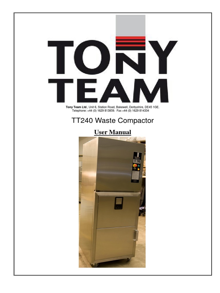 TT240 Waste Compactor User Manual | PDF | Ac Power Plugs And Sockets | Switch