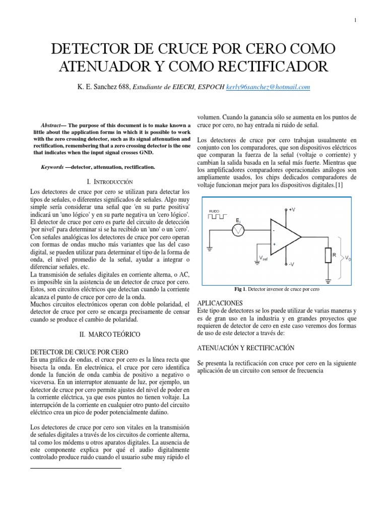 Detector de Cruce por Cero: Aplicaciones y Funcionamiento | PDF | Corriente eléctrica | Electrónica