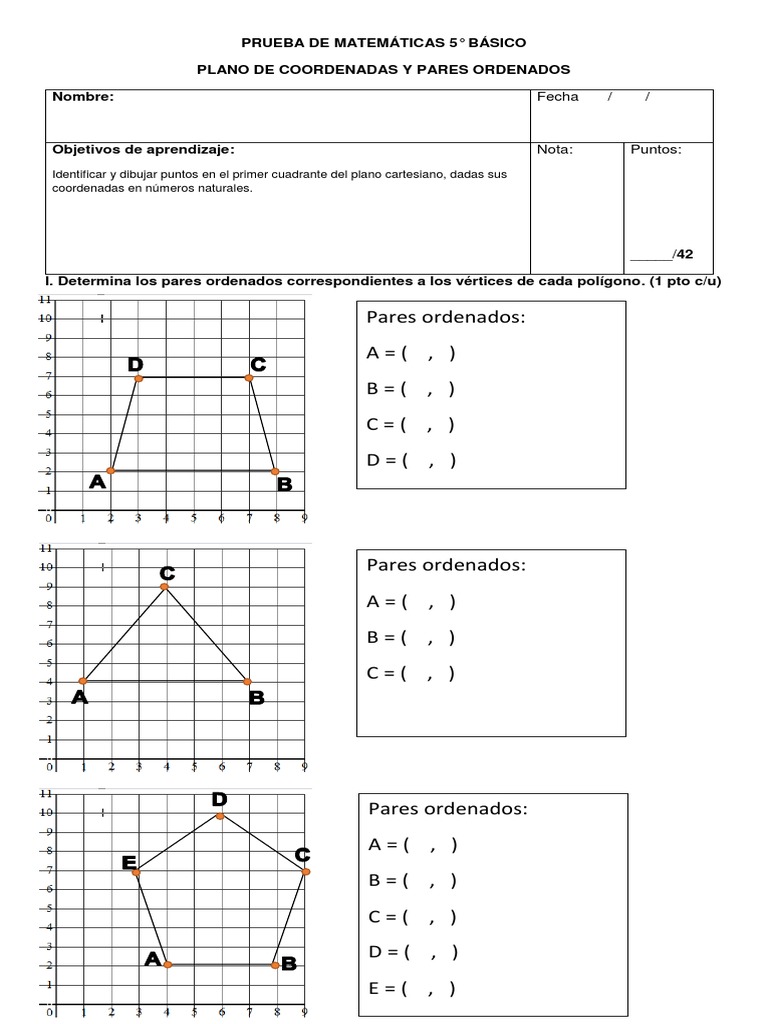 Plano De Coordenadas 5 5 Imprimible El Plano Cartesiano Para Quinto