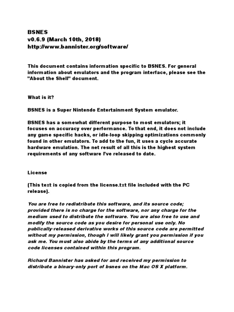 BSNES Emulator Overview and Features | PDF | Emulator | Bios