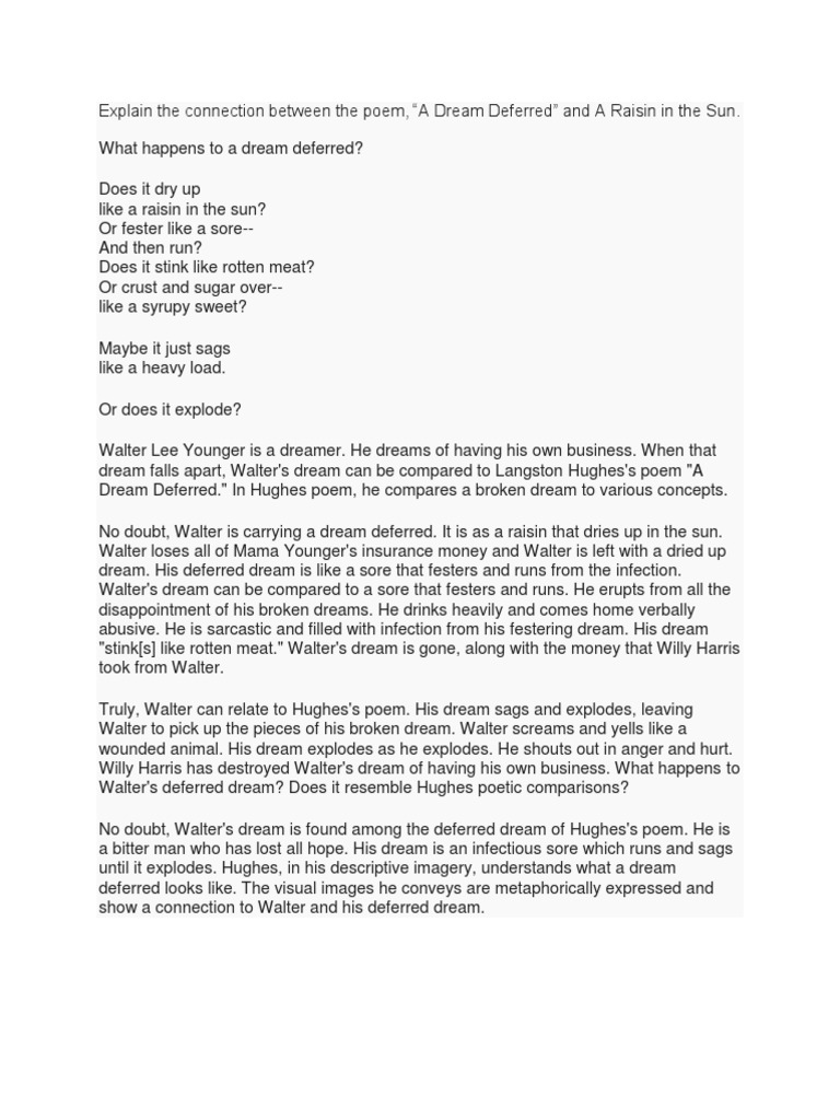 Walter's Deferred Dream in Hughes' Poem | PDF | Poetry