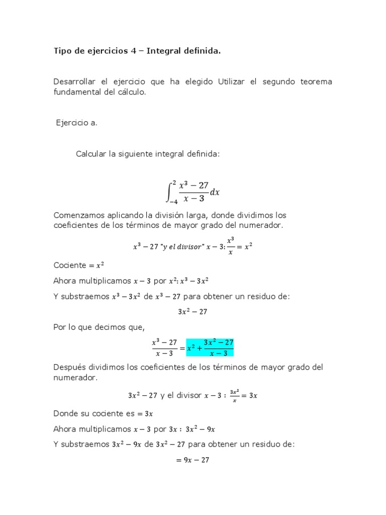 Ejercicios A - 04 Integrales | PDF | División (Matemáticas) | Integral