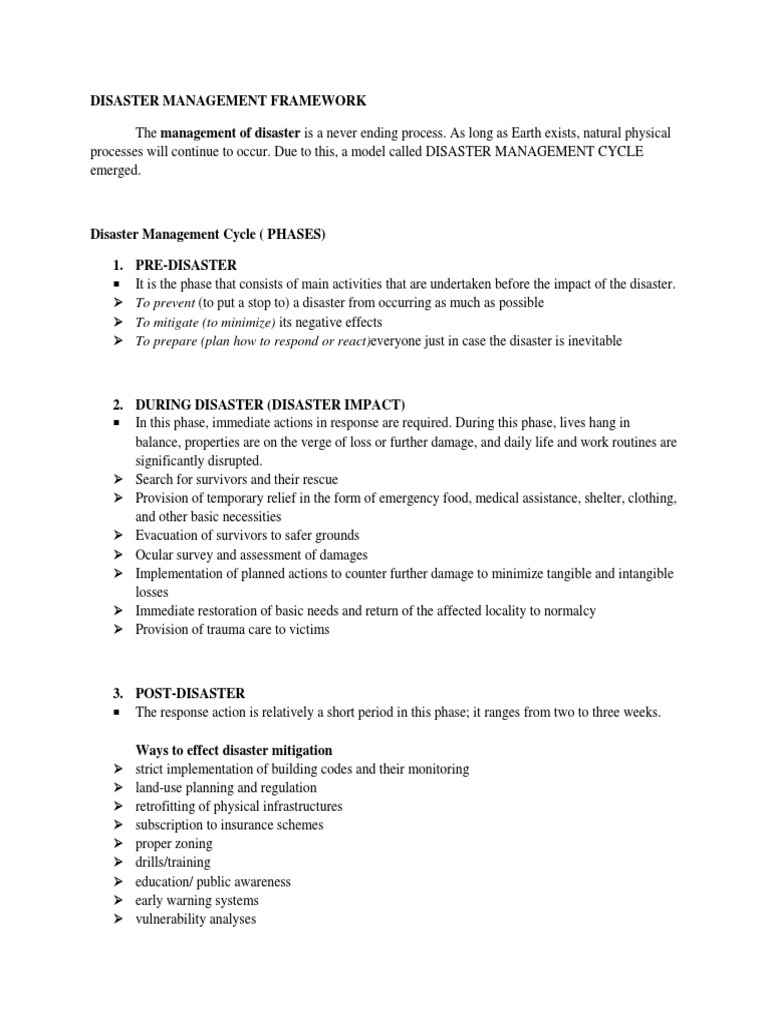 Disaster Management Framework Overview | PDF | Search And Rescue ...