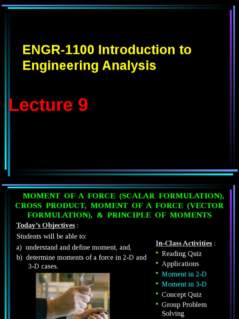 ENGR-1100 Introduction To Engineering Analysis | PDF | Torque | Euclidean Vector