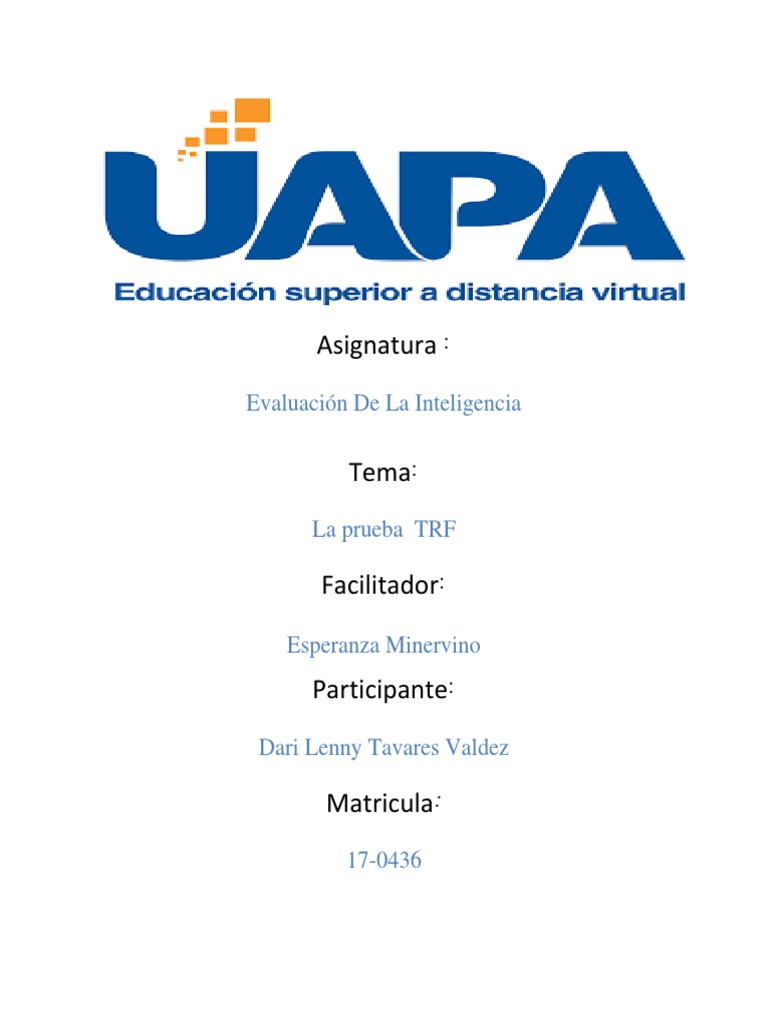 Evaluación de la Prueba TRF de Inteligencia | PDF | Inteligencia ...