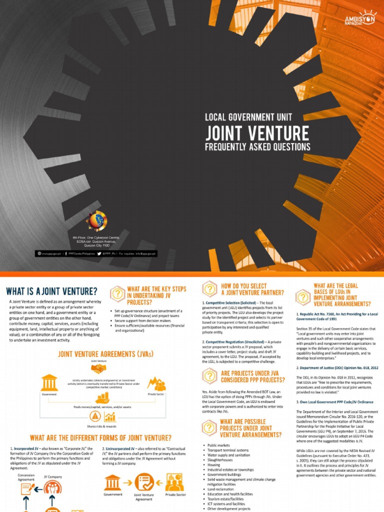 PPPC Pub Lgu Joint Venture Faqs Flyer | PDF