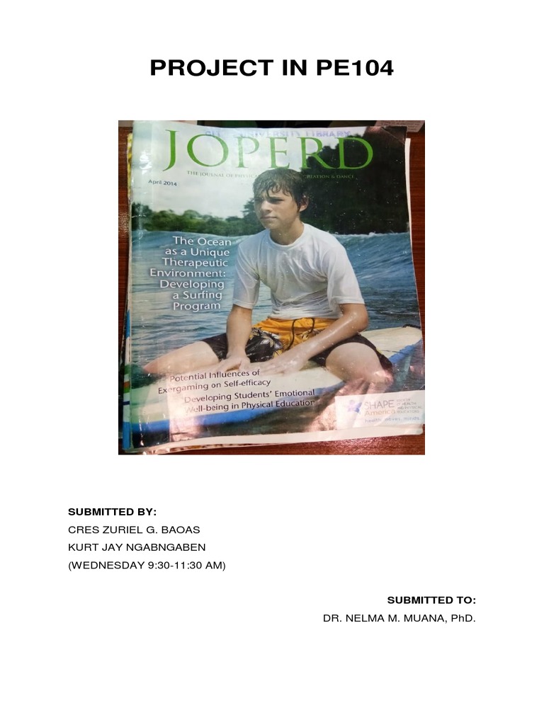 Project in Pe104: Submitted by | PDF