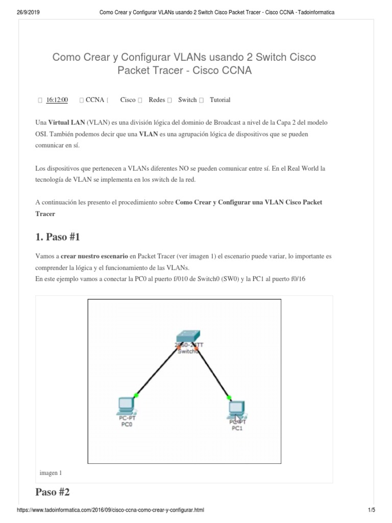 Como Crear y Configurar VLANs Usando 2 Switch Cisco Packet Tracer - Cisco CCNA - Tadoinformatica ...