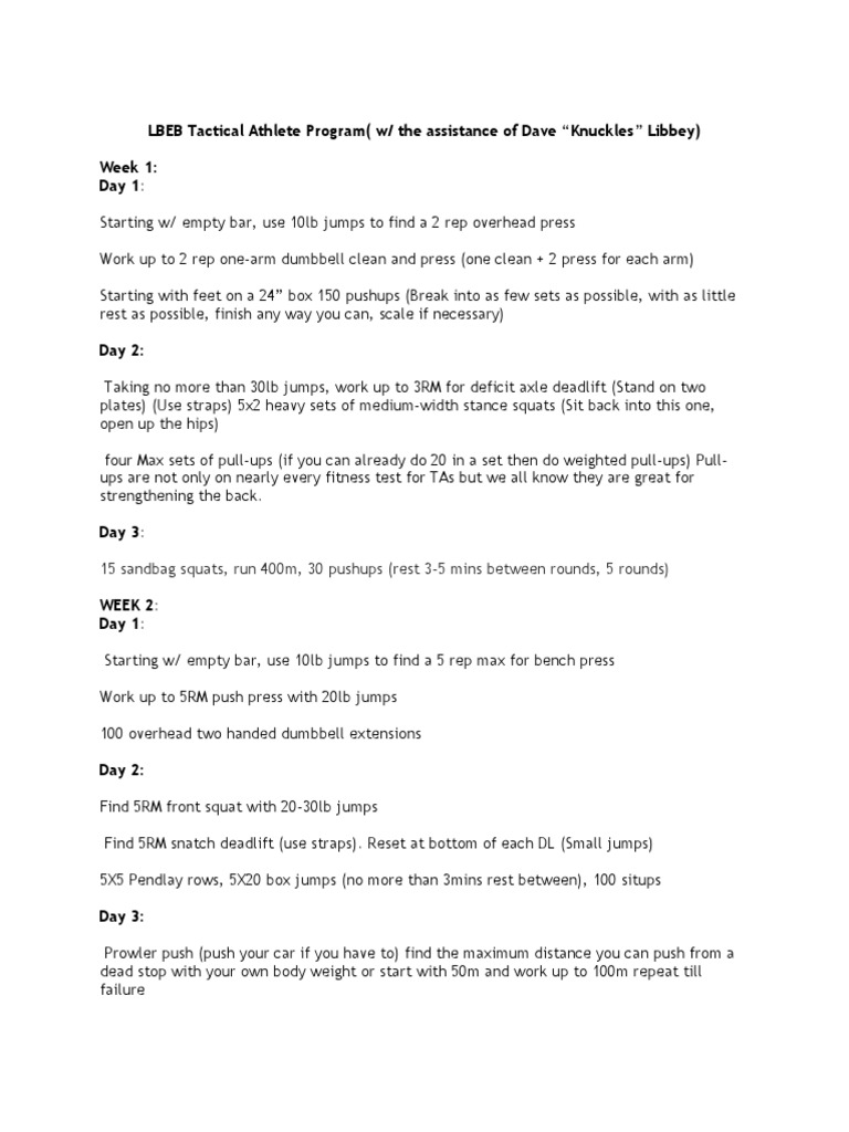 LBEB Tactical Athlete Program PDF | PDF | Self-Improvement