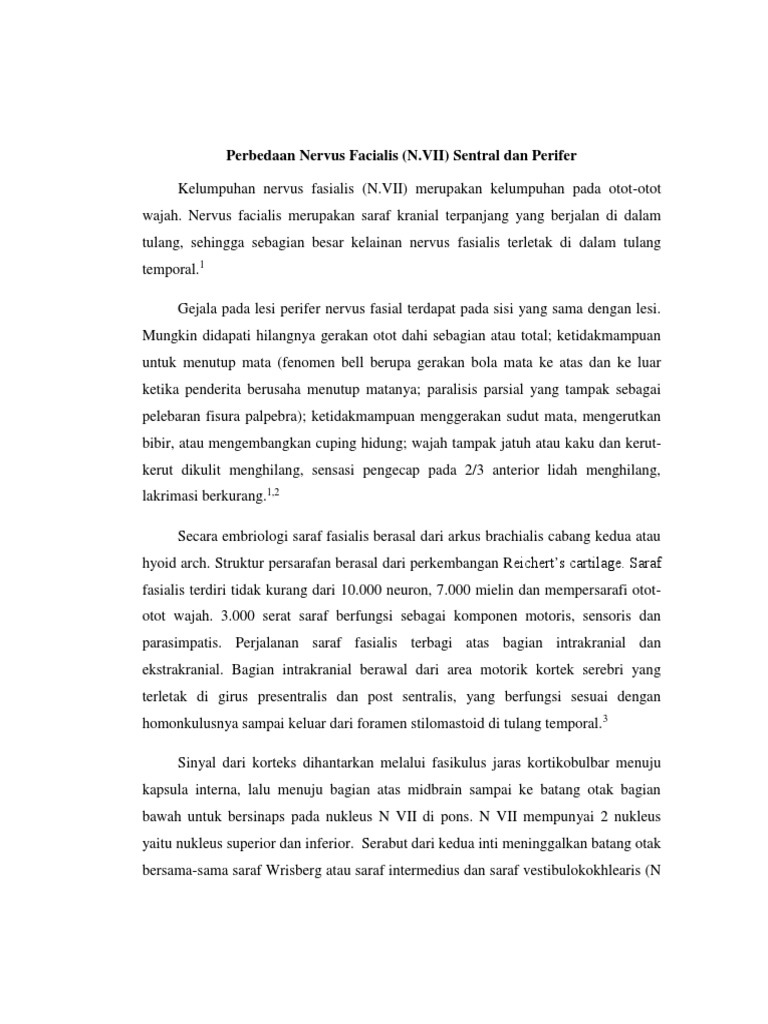 Perbedaan Nervus Facialis Sentral Dan Perifer | PDF