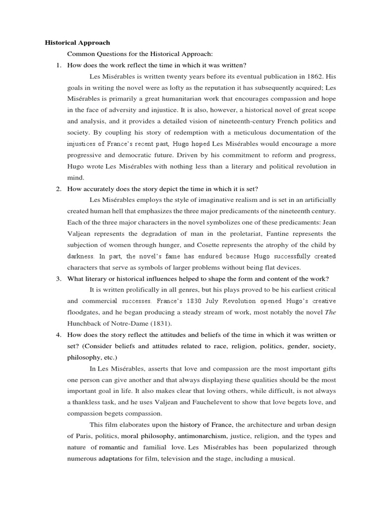 Historical Approach | Download Free PDF | Les Misérables
