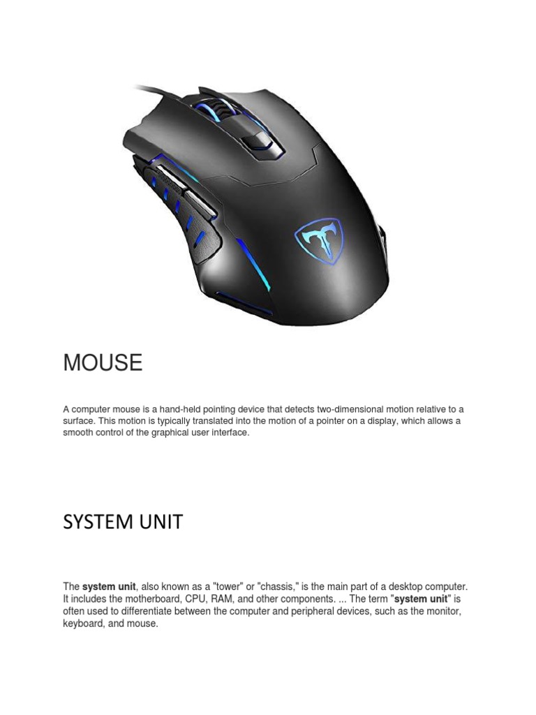 Mouse: System Unit | PDF | Printer (Computing) | Computer Keyboard