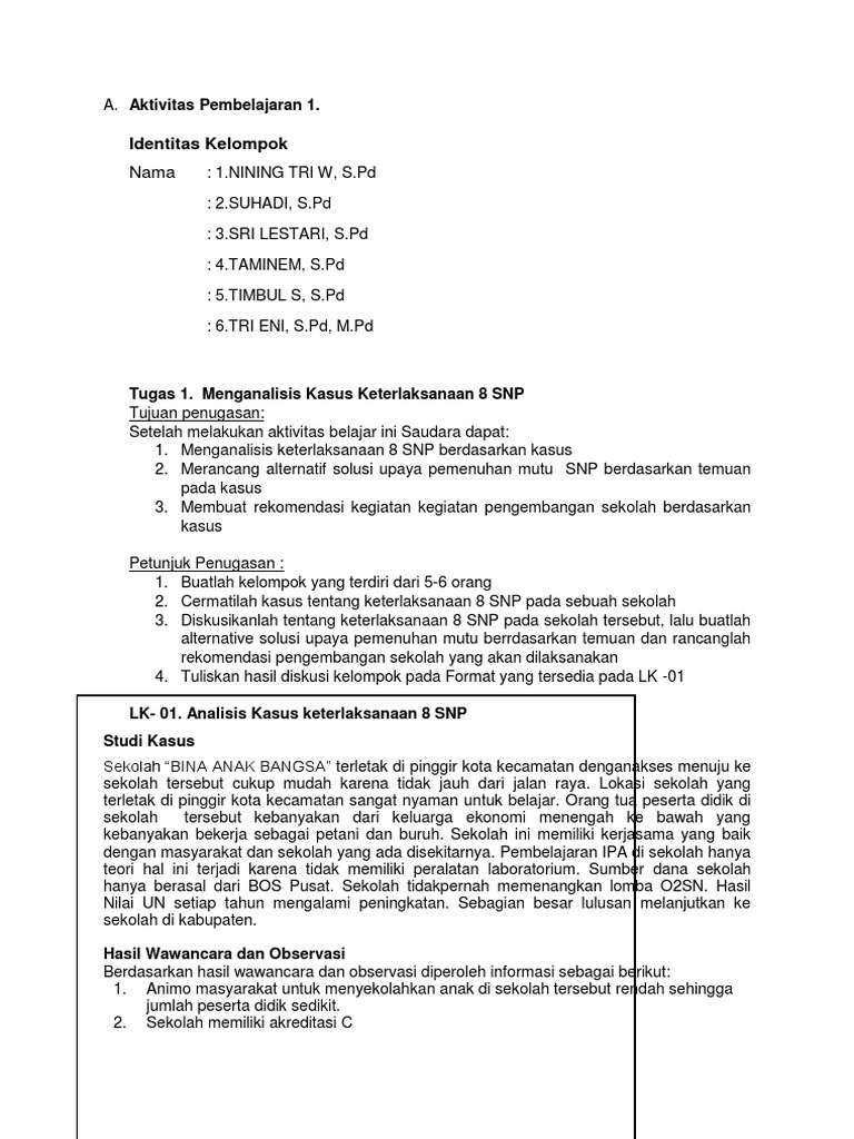 LK-01. Analisis Kasus 8 SNP | PDF