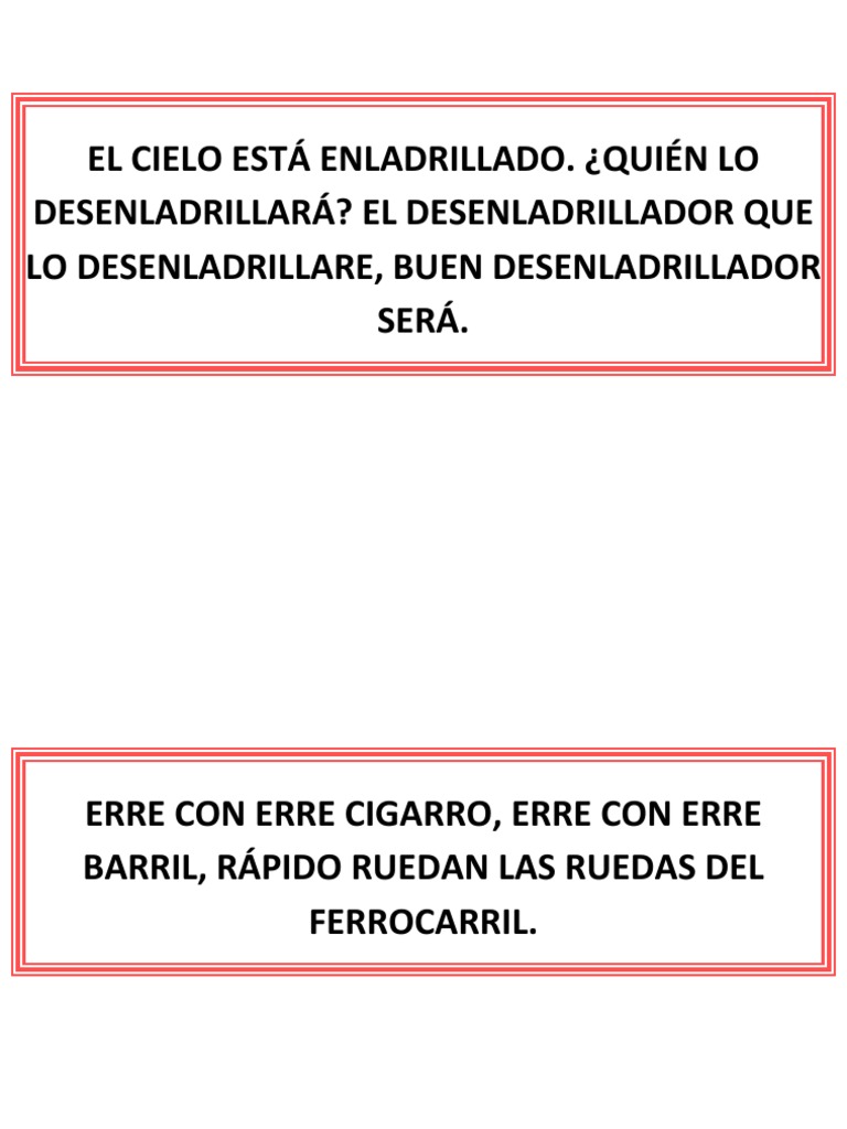 Trabalenguas Con RR | PDF