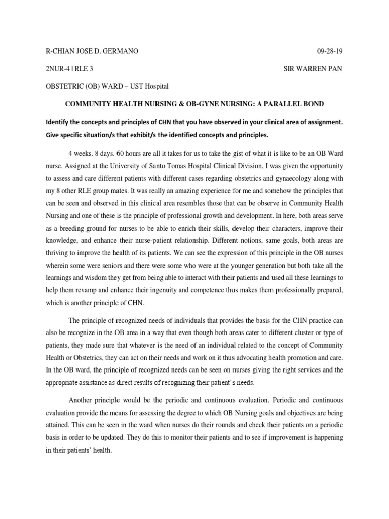 Community Health Nursing (Reflection Paper) | PDF | Health Care | Nursing