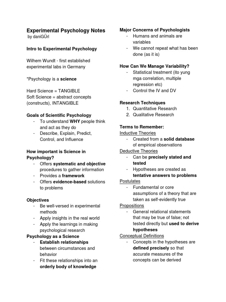 Experimental Psychology Overview and Methods | PDF | Experiment ...