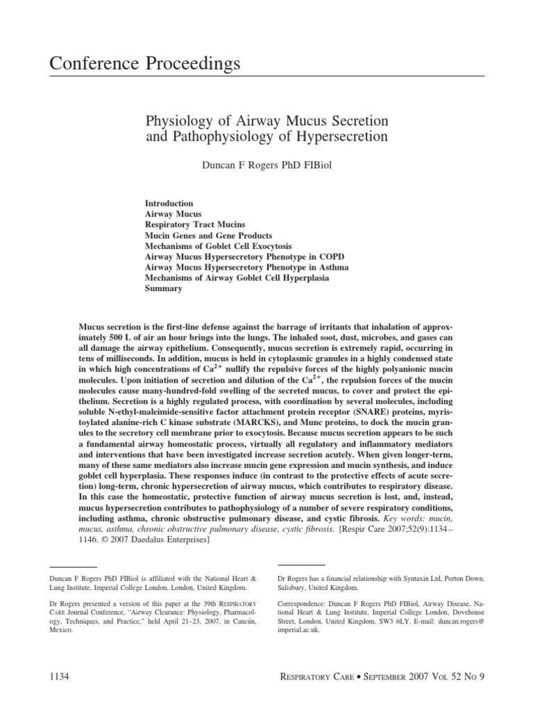 Conference Proceedings: Physiology of Airway Mucus Secretion and ...