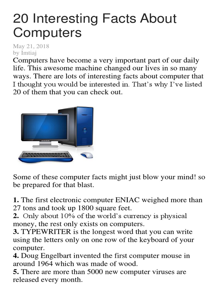 20 Interesting Facts About Computers | PDF | Computer Architecture ...