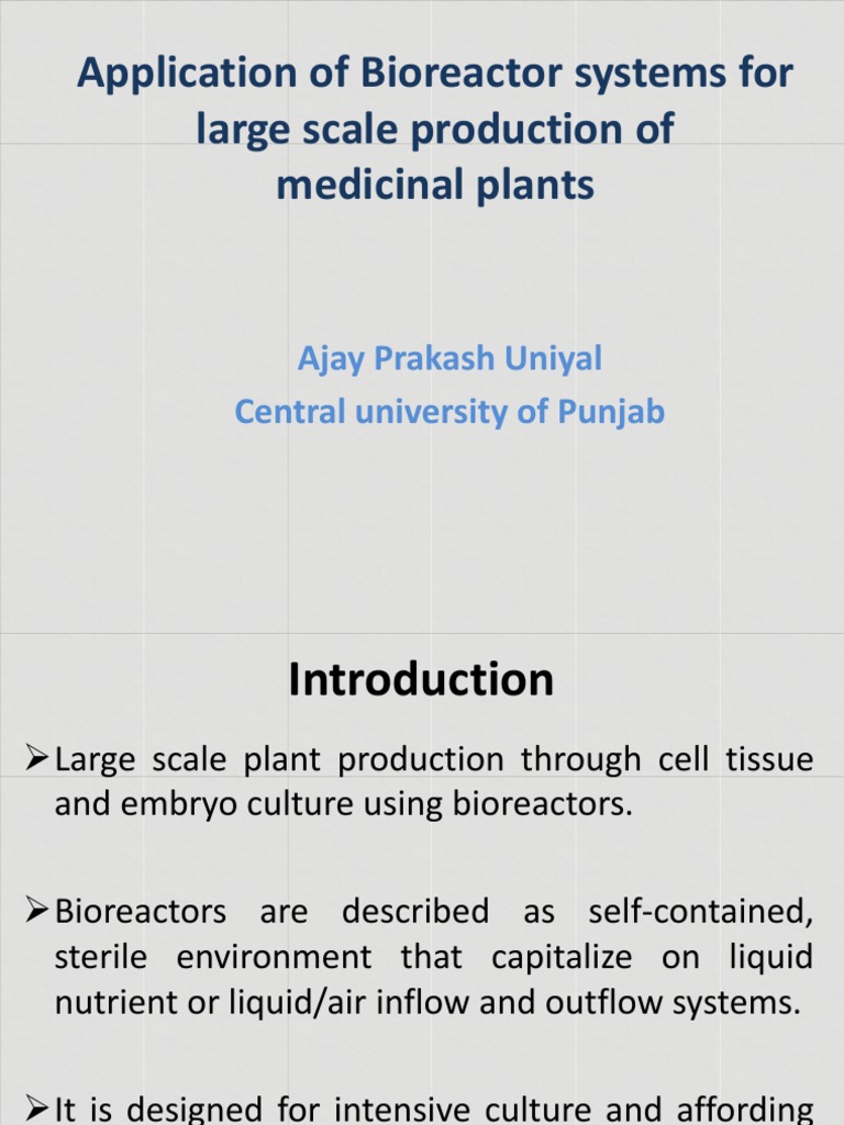 Application of Bioreactor Systems For Large Scale Production | PDF ...