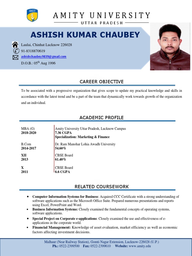 Amity University: Ashish Kumar Chaubey | PDF | Marketing | Cognition